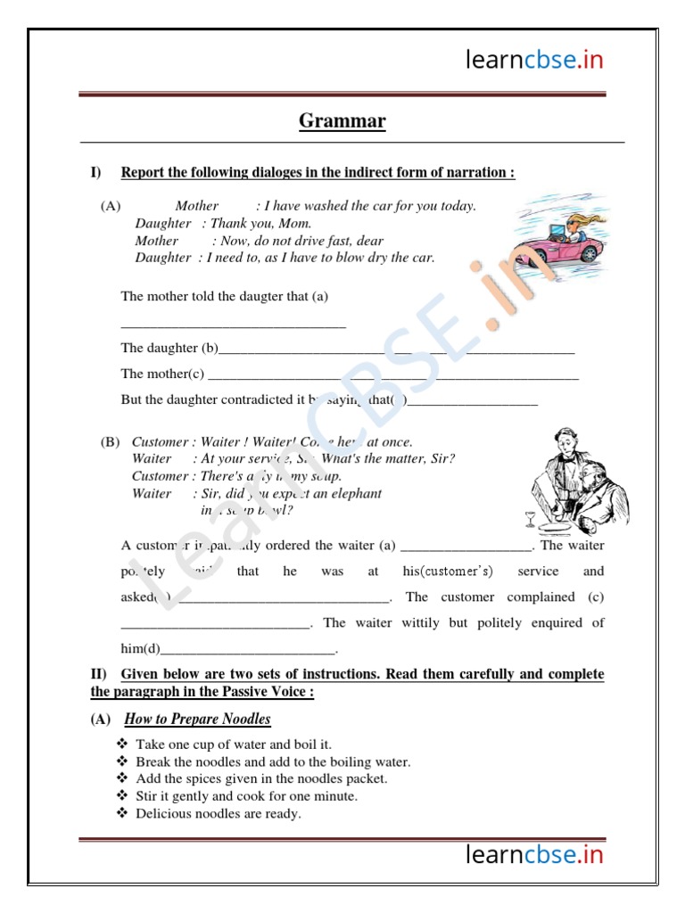 Cbse Class 8 English Worksheet Grammar PDF | PDF