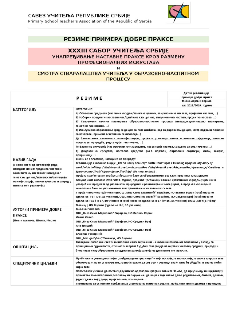 Rezime Skini Se S Plastike Navuci Se Na Prirodu | PDF