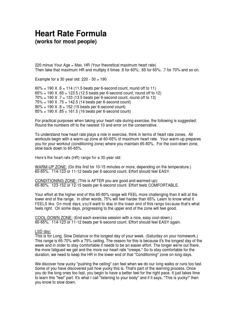 Heart Rate Formula | PDF | Heart Rate | Sports