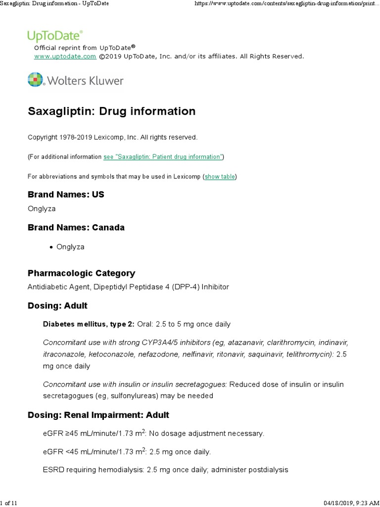 Saxagliptin: Drug Information: Brand Names: US | PDF | Glycated ...