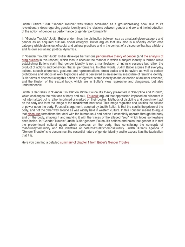 Performative Theory of Gender The Analysis of Drag Queens: Recalcitrant ...