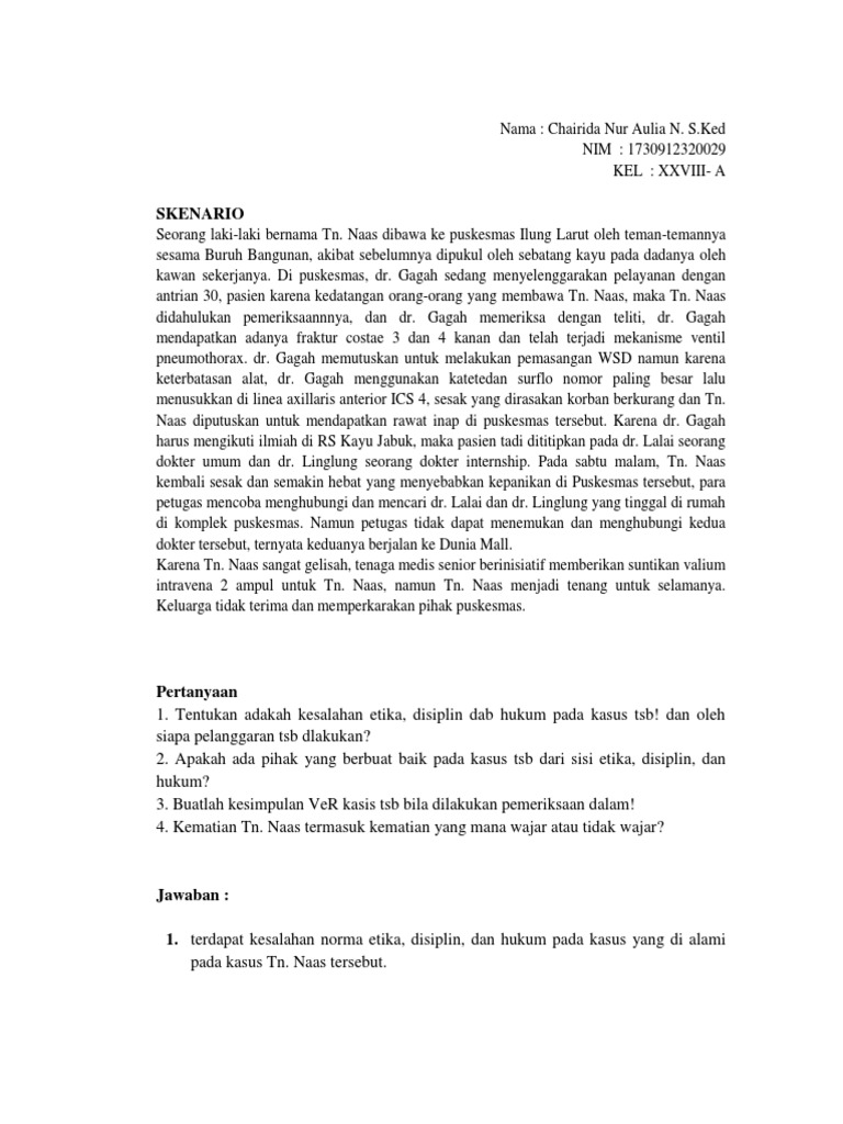 Tugas Icha Skenario | PDF | Kesehatan Holistik | Sains & Matematika