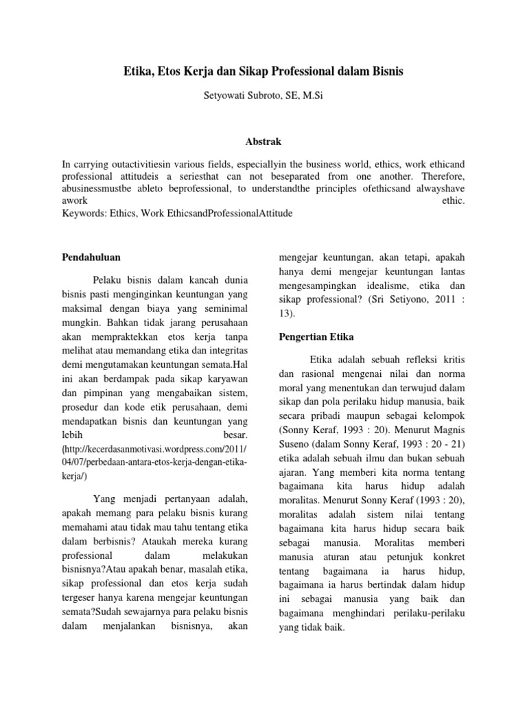 Etika Etos Kerja Dan Sikap Professional | PDF