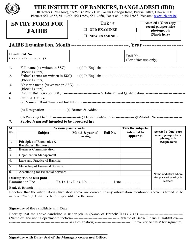 JAIBB Form | PDF | Banks | Government