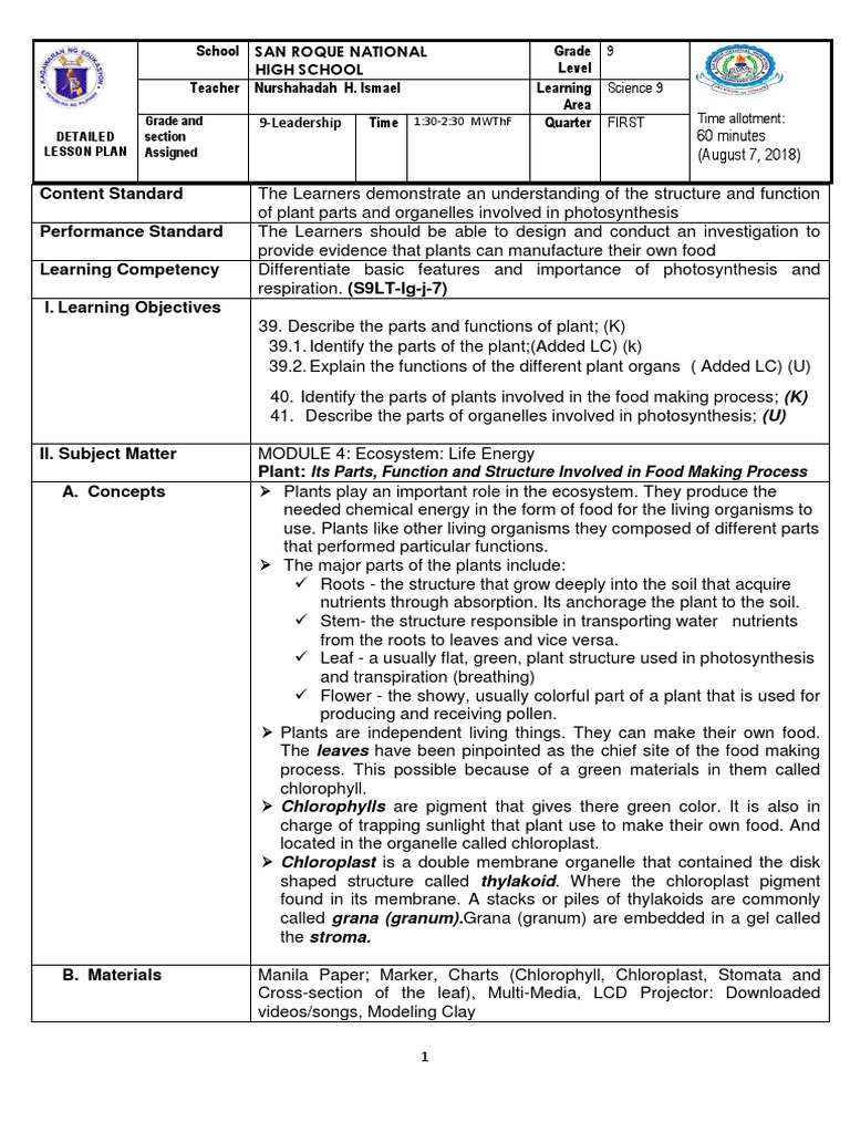 Content Standard Performance Standard Learning Competency I. Learning ...