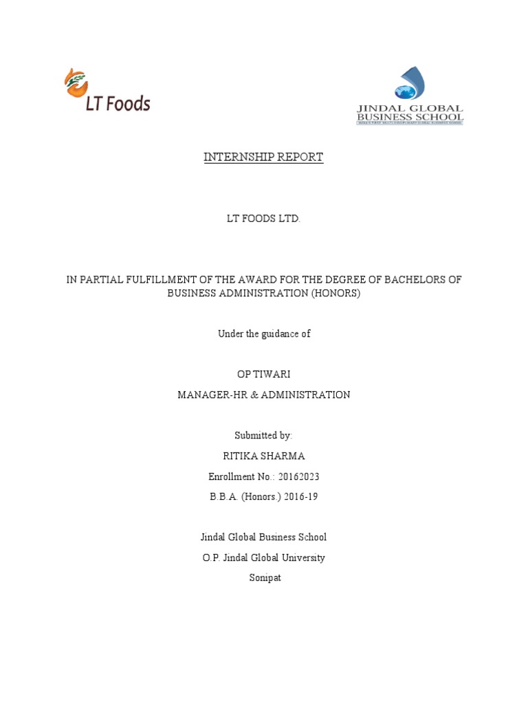 Internship Report | Download Free PDF | Rice | Microsoft Excel