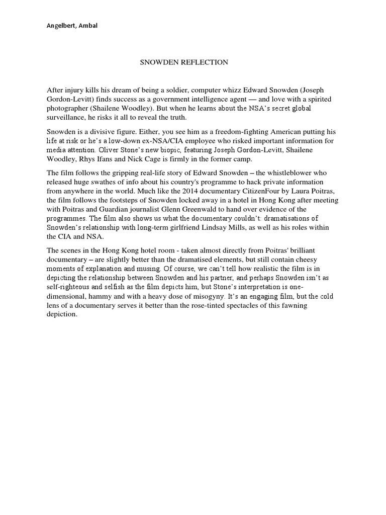 Snowden Reflection | PDF