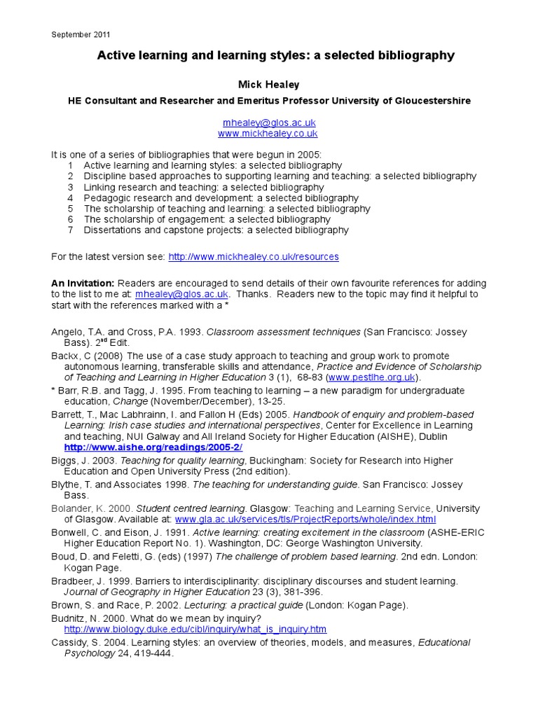 Active Learning | PDF | Inquiry Based Learning | Learning Styles