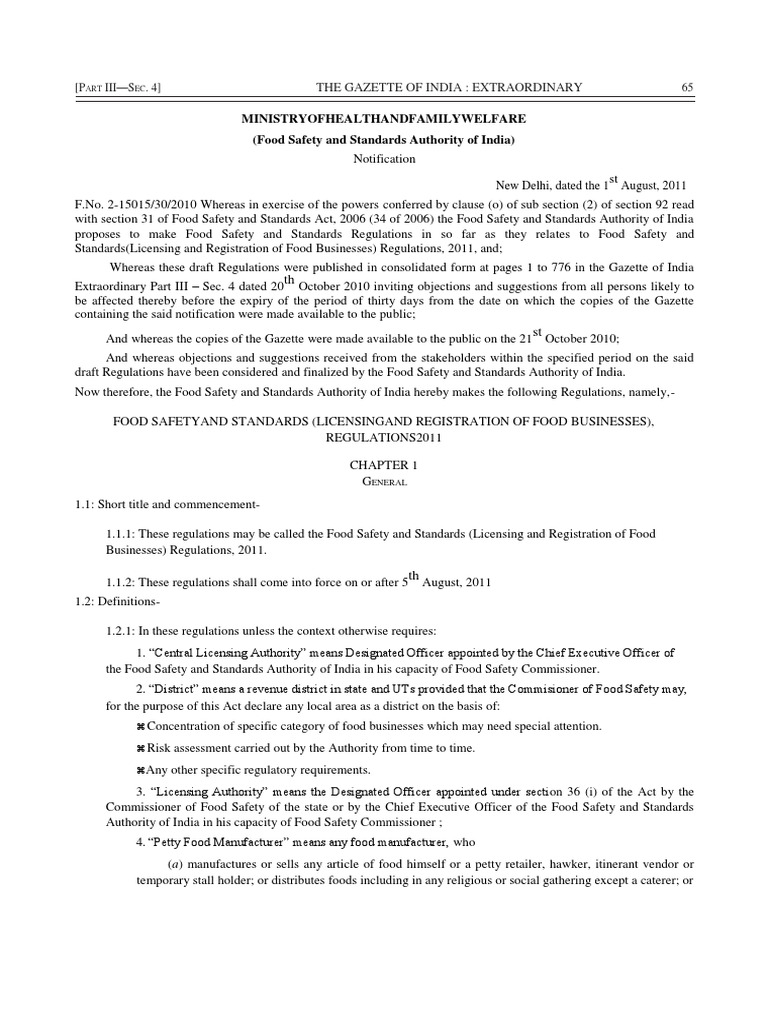 FSSAI Licence Requirements | PDF | License | Food Safety