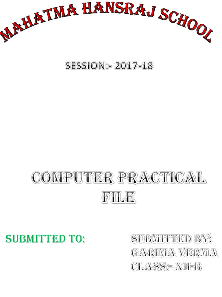 Computer Practical File - Front Page | PDF | Computing And Information ... Computer Practical File - Front Page | PDF | Computing And Information ...