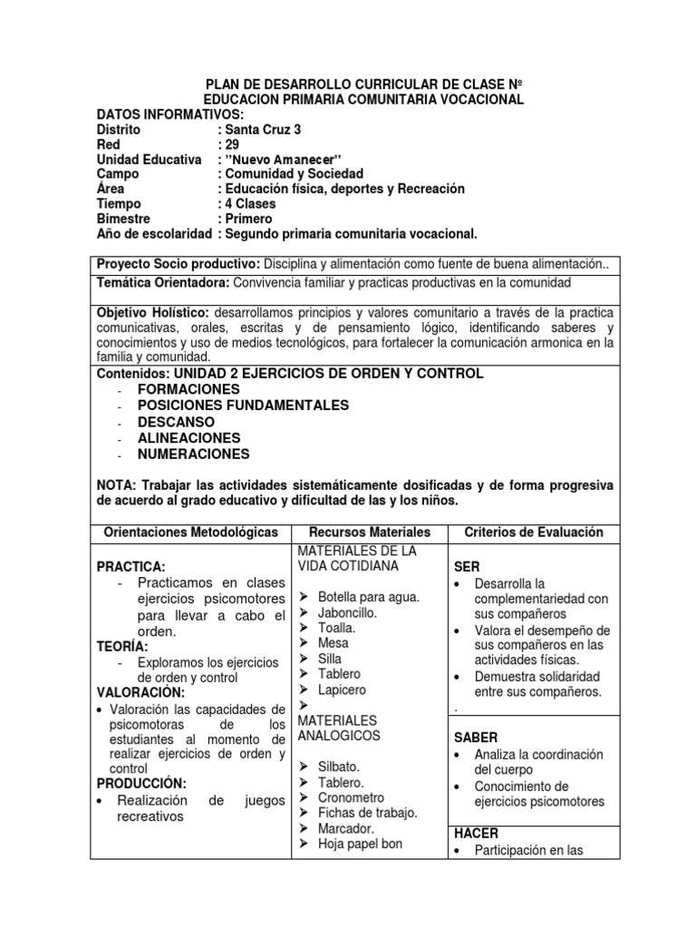 Plan de Clase 2do Prim | PDF | Educación primaria | Epistemología