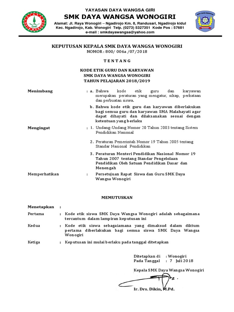 SK Kode Etik DW | PDF