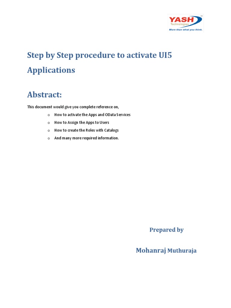 Step by Step Procedure To Activate UI5 Applications | PDF | Tab (Gui ...