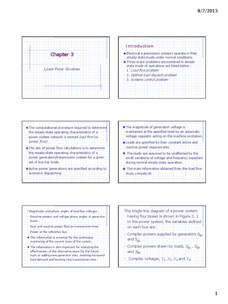 Load Flow Studies: Load Flow Problem Optimal Load Dispatch Problem ...