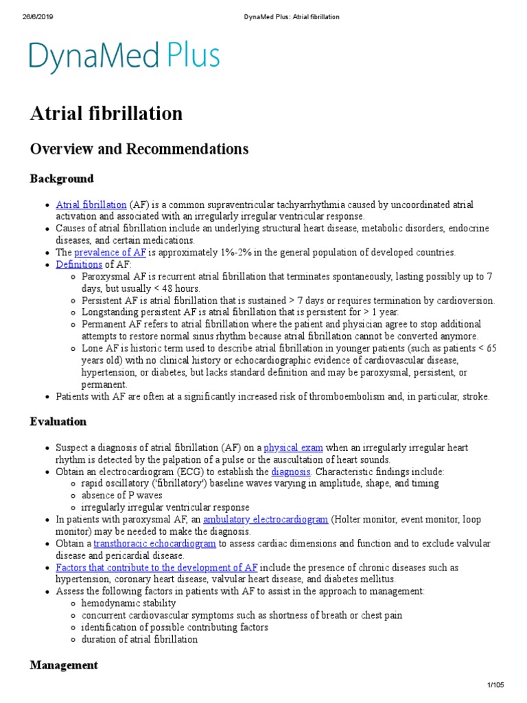Atrial Fibrillation: Overview and Recommendations | PDF | Nonsteroidal ...