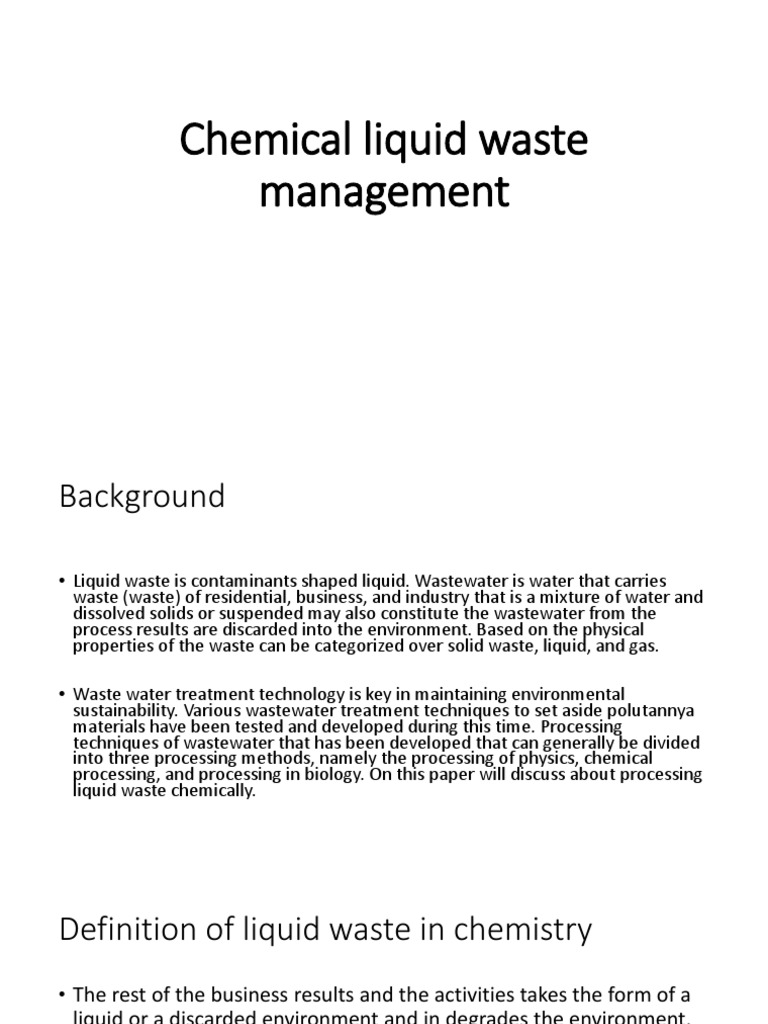 Chemical Liquid Waste Management | PDF | Wastewater | Sewage Treatment