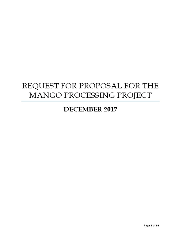 RFP Mango Processing Project | PDF | Request For Proposal | Credit