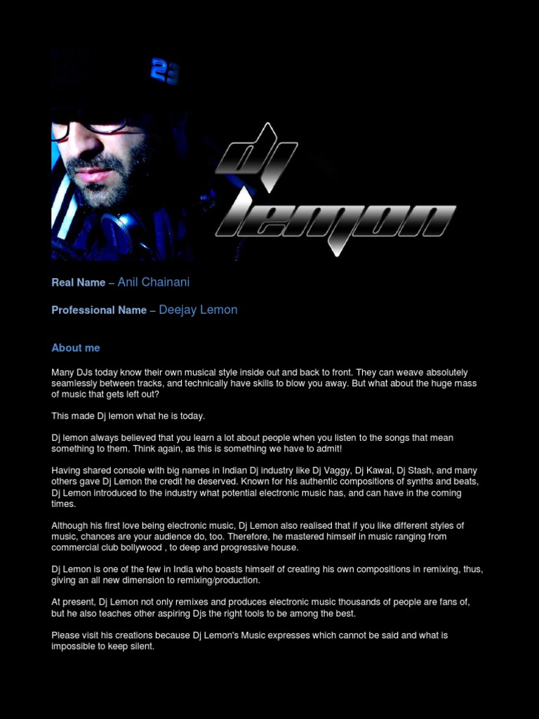 DJ Lemon (Official Profile 2013) | PDF | Disc Jockey | Sound Production ...
