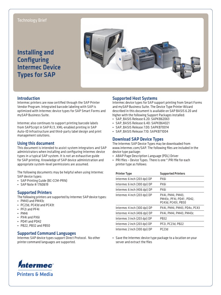 SAP Printing TechBrief | PDF | Printer (Computing) | Radio Frequency Identification