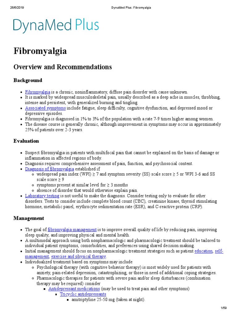 Fibromyalgia: Overview and Recommendations | Download Free PDF ...