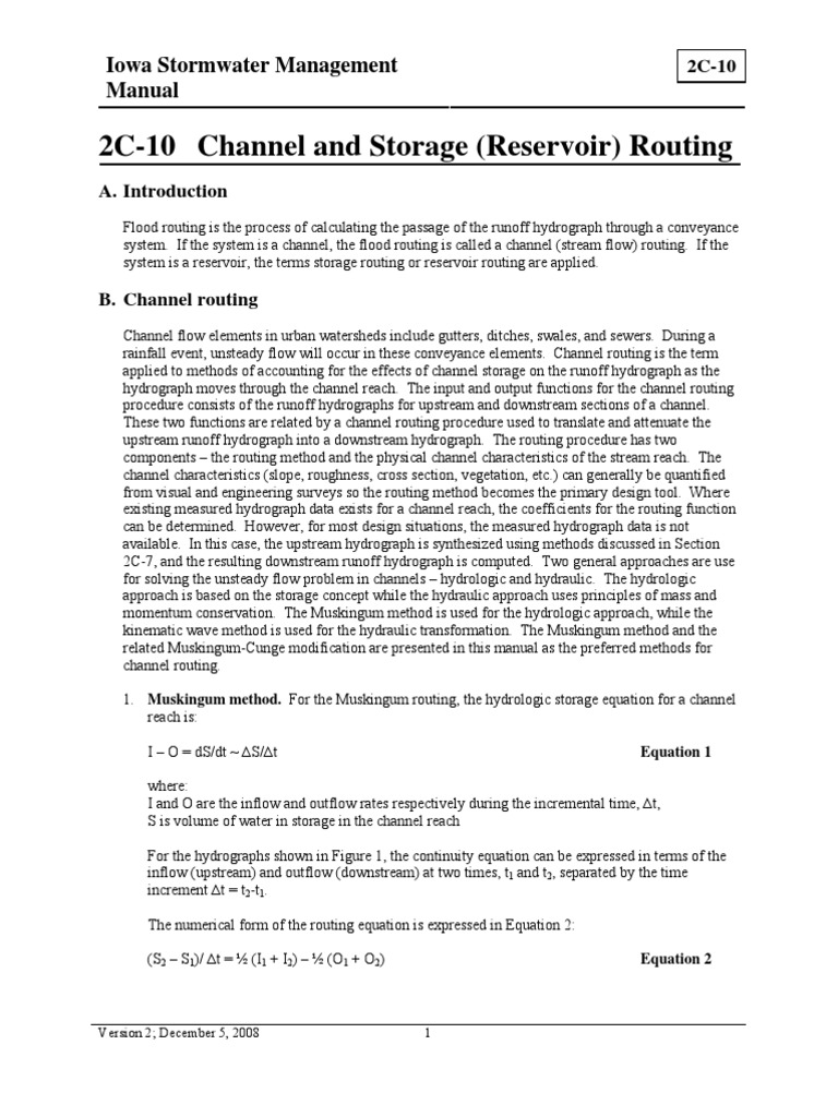 2C 10ChannelandStorage (Reservoir) Routing | PDF