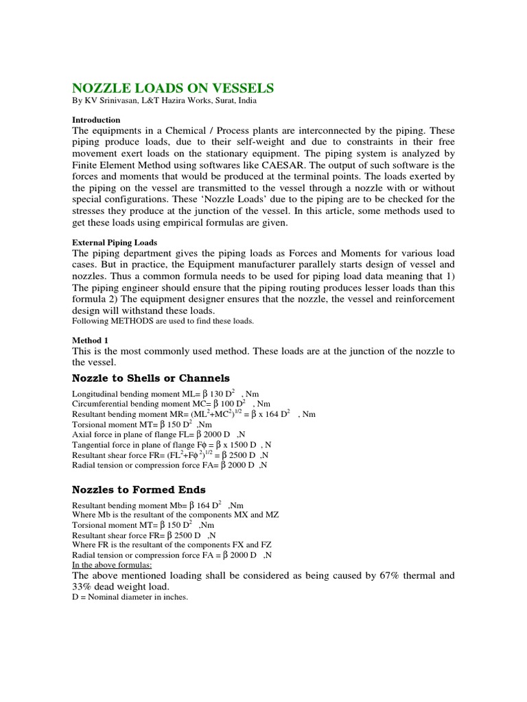 Nozzle Loads | PDF | Stress (Mechanics) | Chemical Engineering