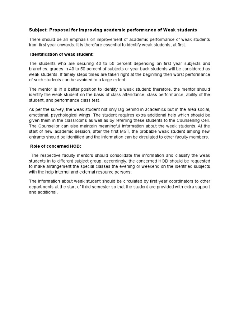 Proposal For Identification of Weak Students | PDF