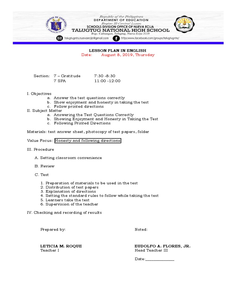 Exam Week Lesson Plan | PDF | Foreign Language Studies | Science ...