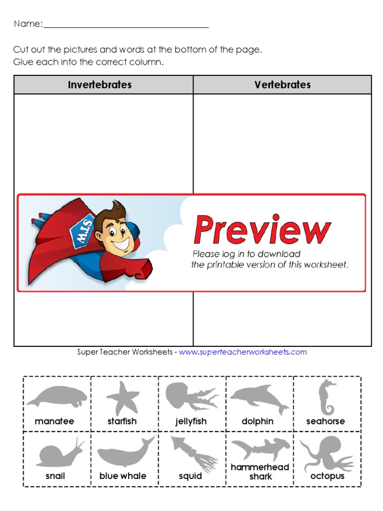 Cut Out Invertebrates Vertebrates | PDF