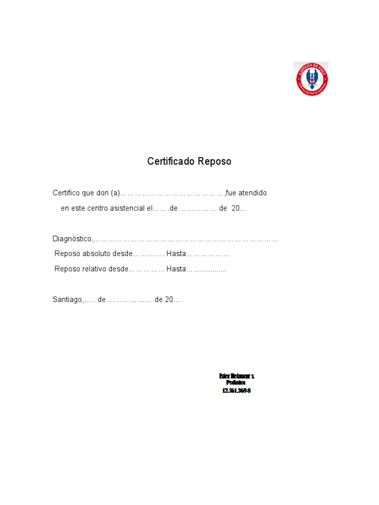 Certificado Reposo | PDF | Finanzas y dinero | Cocina, comidas y vino