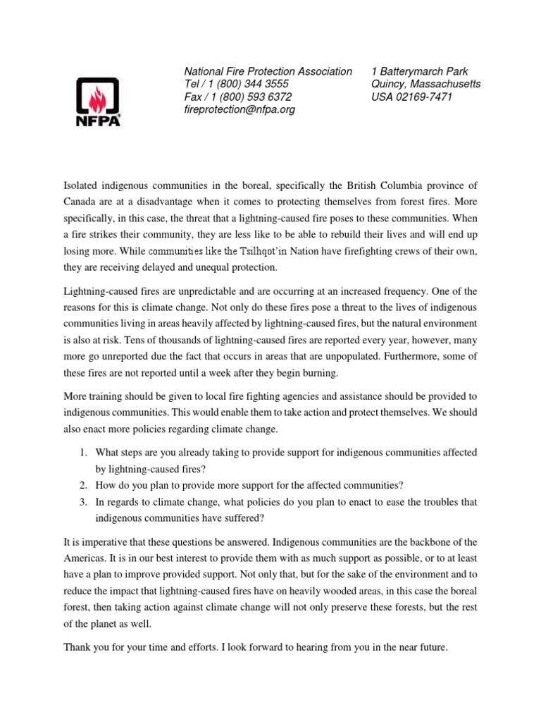 Letter Final | PDF | Wildfire | Environmental Social Science