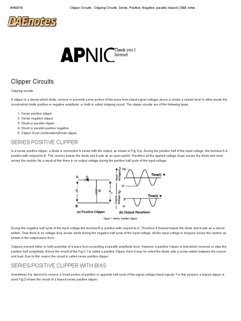 Clipper Circuits - Clipping Circuits, Series, Positive, Negative ...