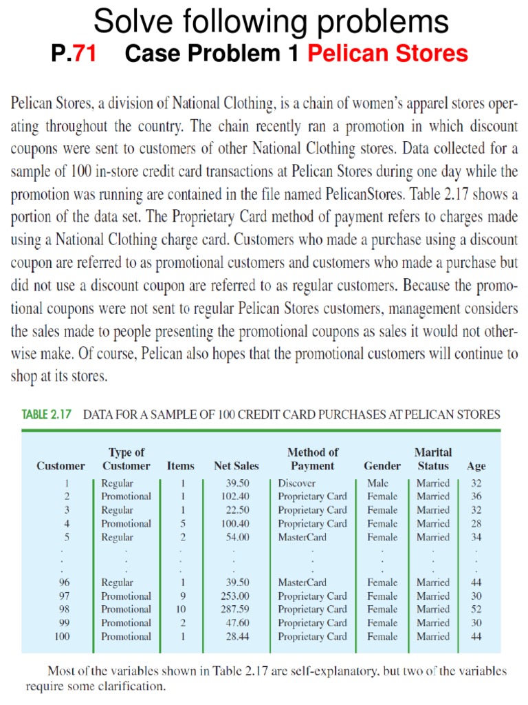 71 Pelican Stores: P. Case Problem 1 | PDF