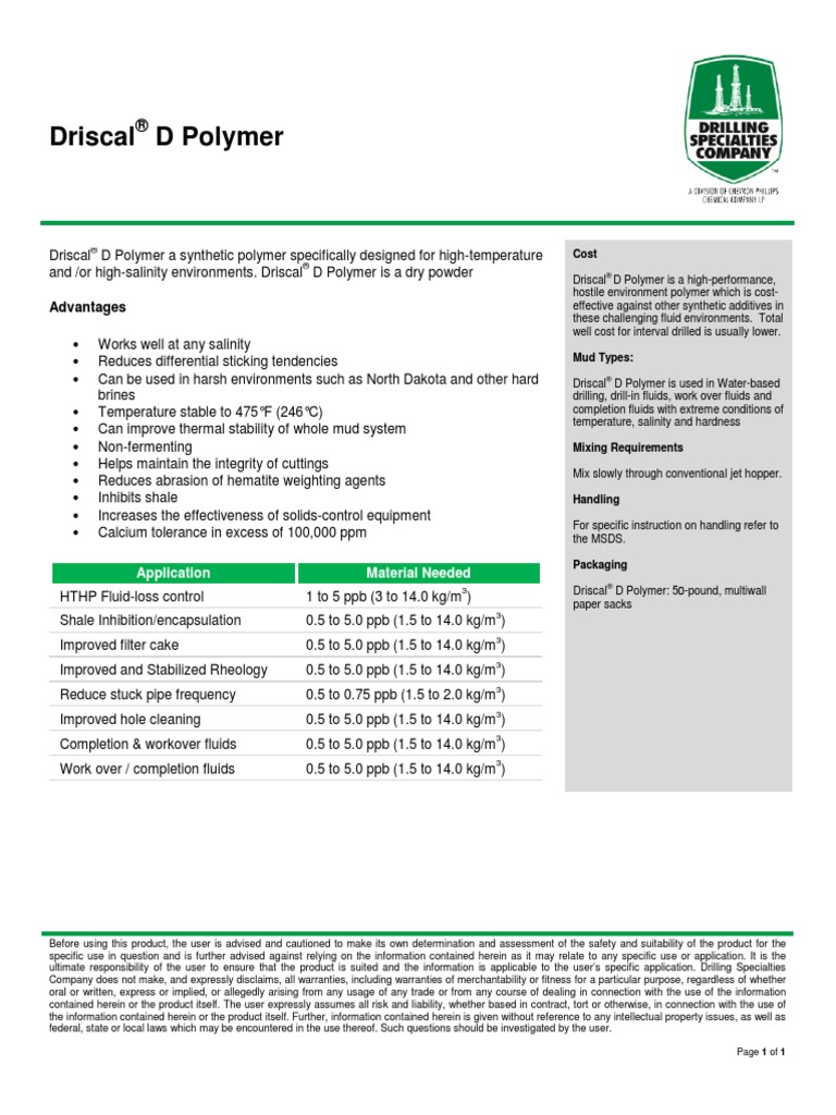 Driscal D Polymer PDF | PDF | Polymers | Materials