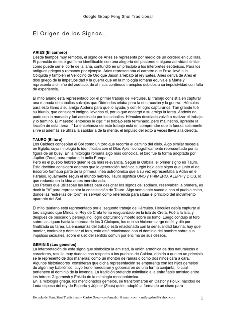 El Origen de Los Signos | PDF | Zodíaco | Mitología griega