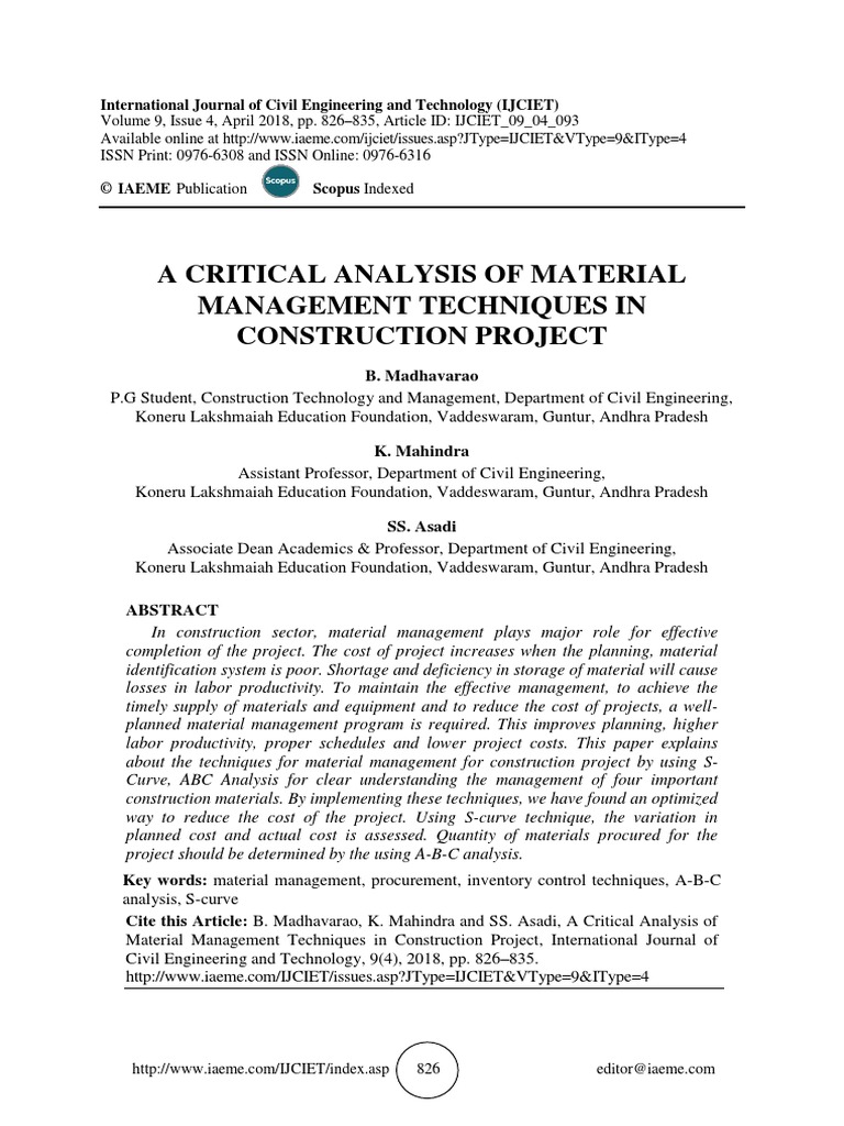 A Critical Analysis of Material | PDF | Procurement | Logistics