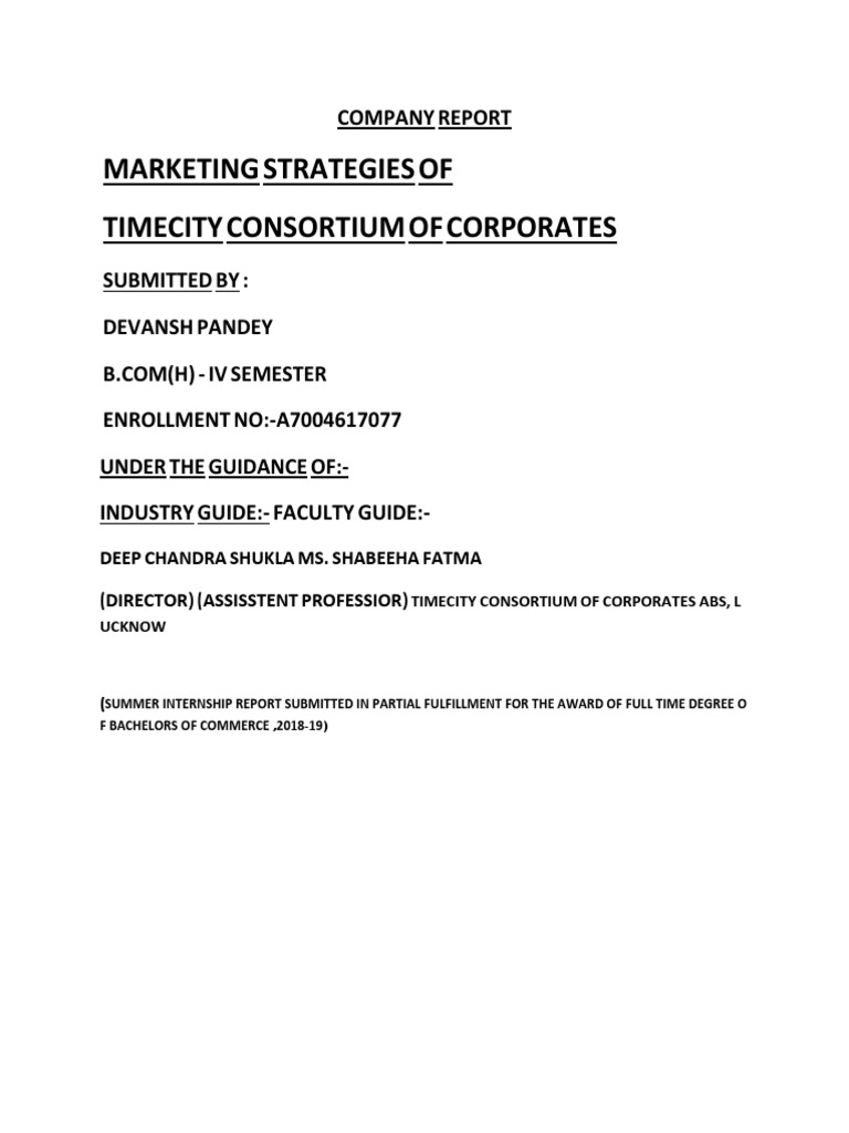 Devansh Timecity NTCC Report | PDF | Business