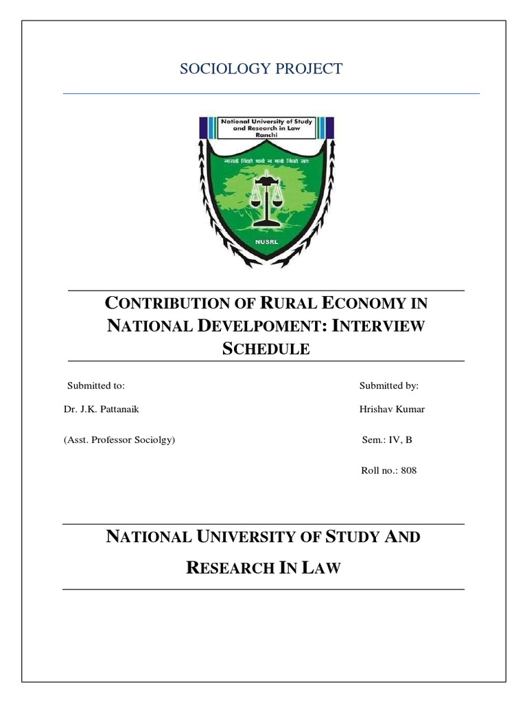 Interview Schedule Sociology Project | PDF | Loans | Agriculture