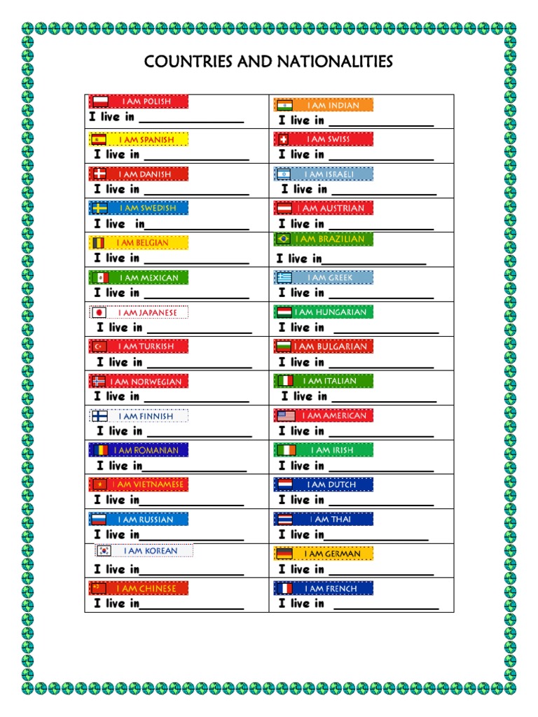 Countries and Nationalities | PDF