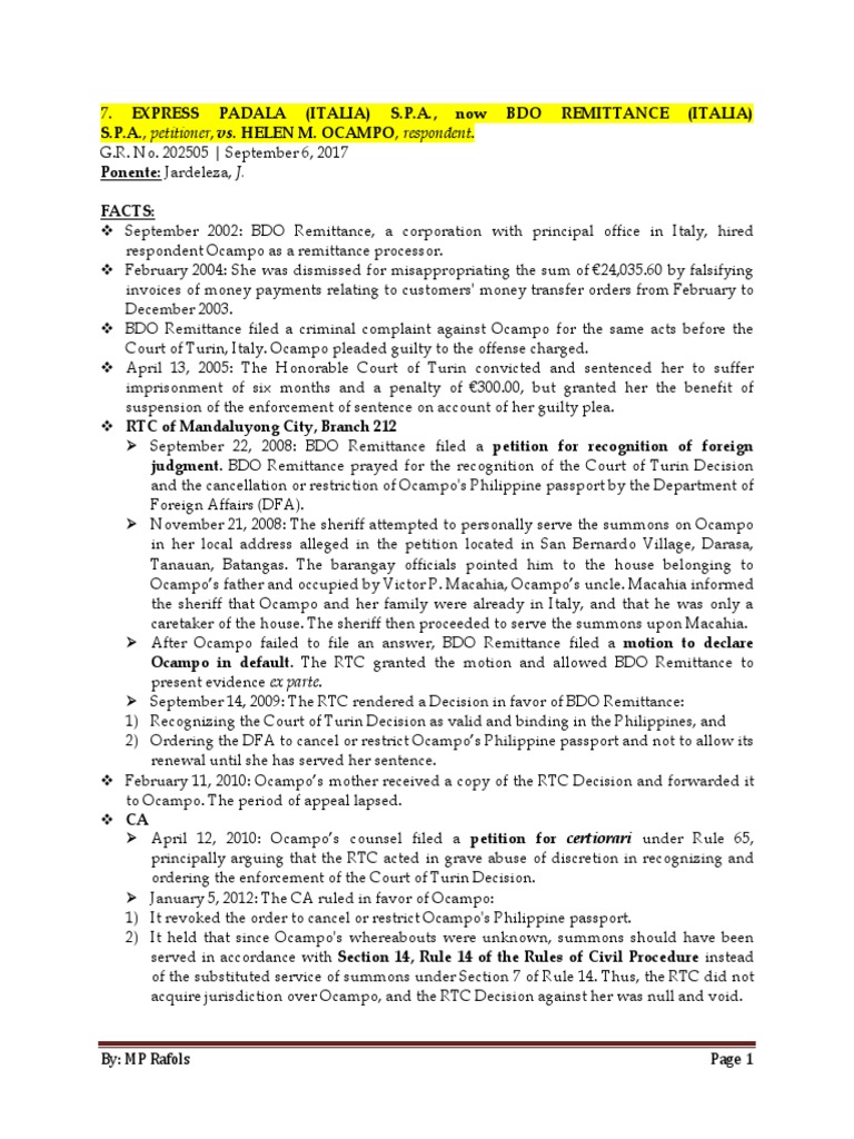 Remedial Law Case Digests | PDF | Mortgage Law | Pleading