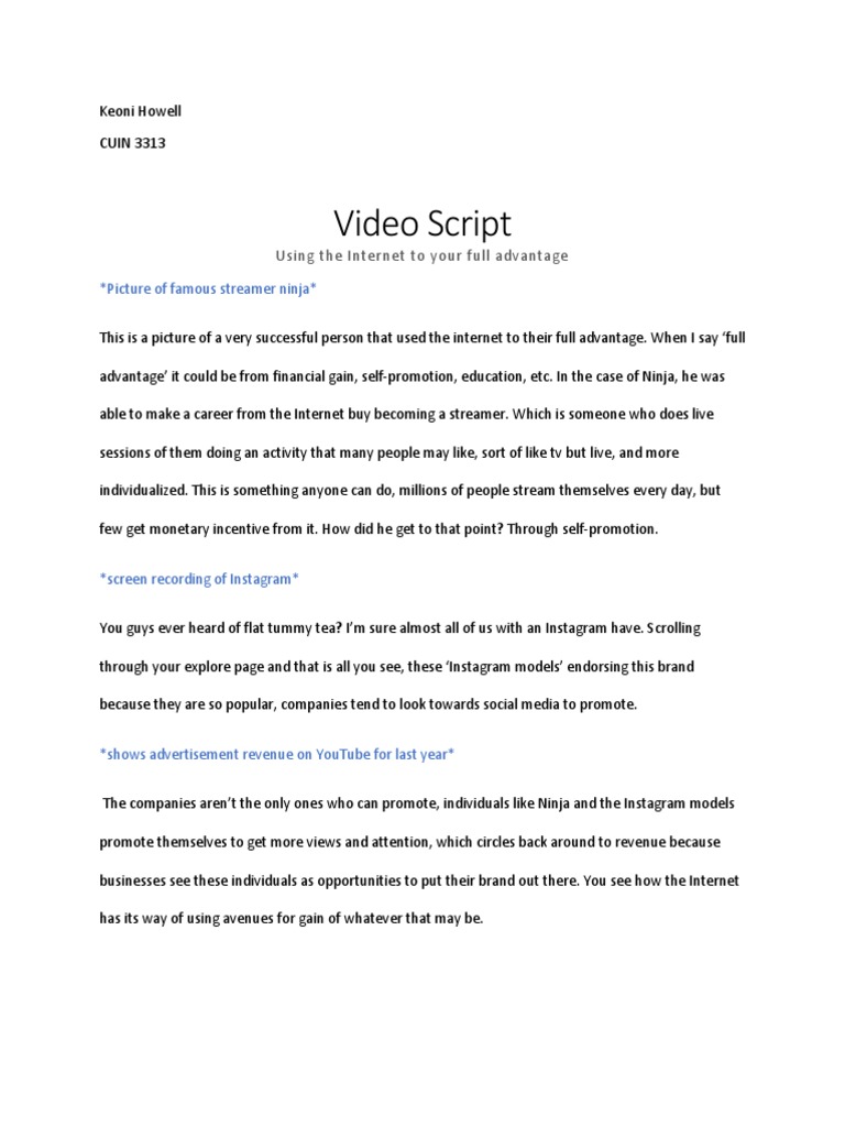 Video Production Script | PDF | Career & Growth | Social Science