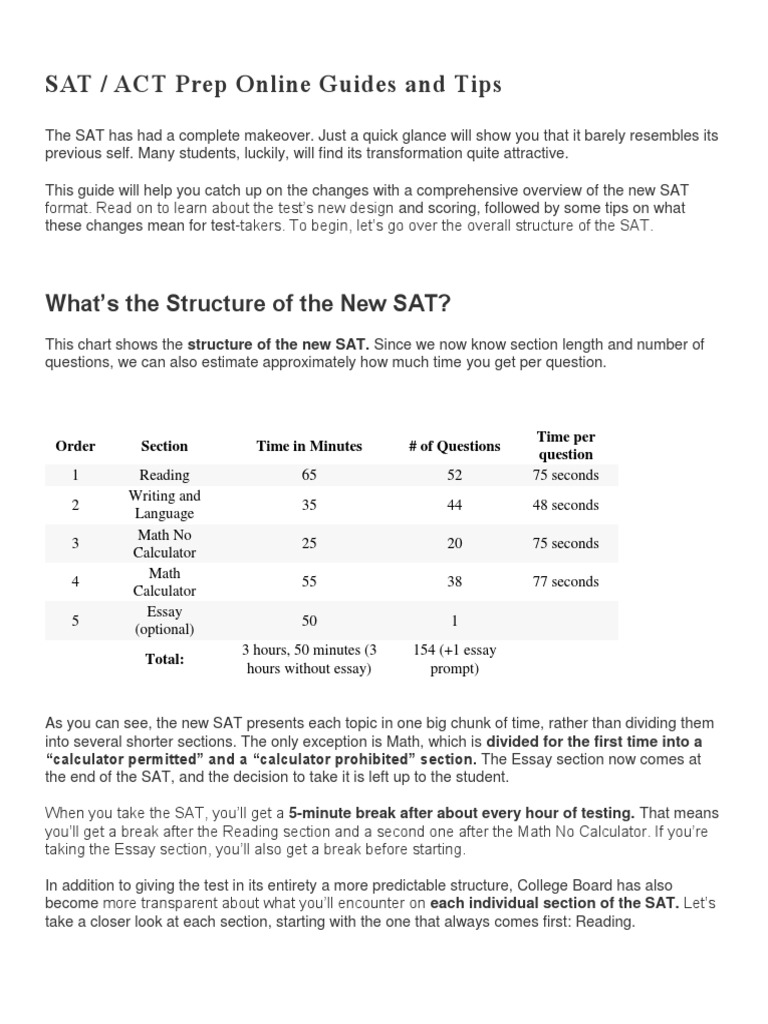 Sat Format | PDF | Sat | Teaching Mathematics