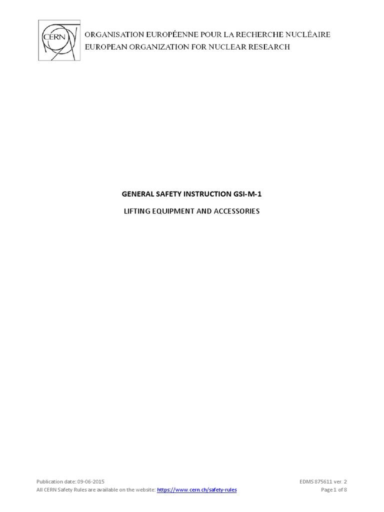 General Safety Instruction Gsi-M-1: Lifting Equipment and Accessories ...