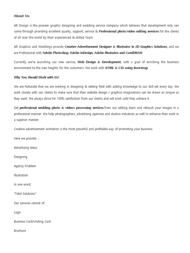 About Us:: Why You Should Work With Us? | PDF