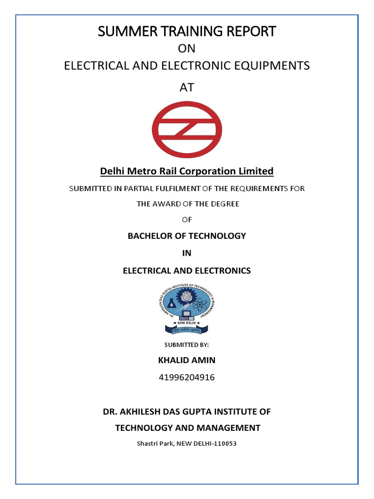 Summer Training in DMRC | PDF | Transformer | Electric Motor