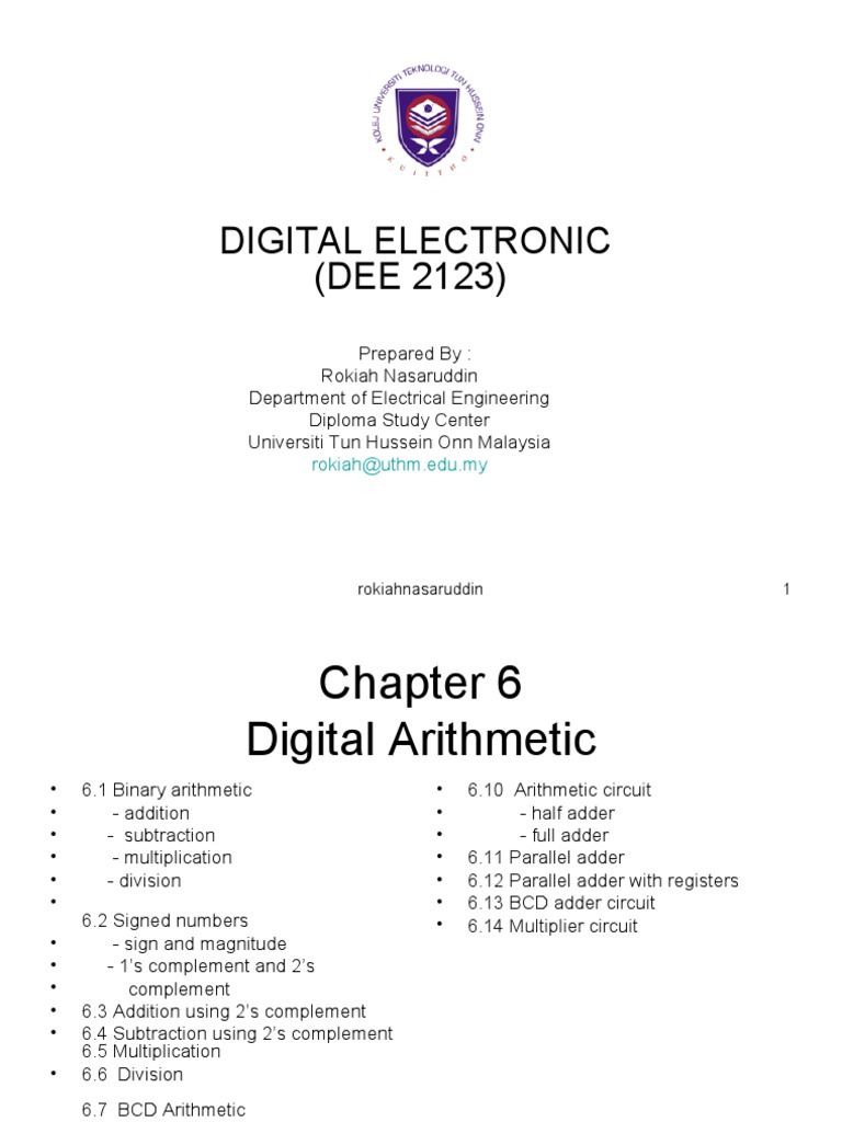 Binary Arithmetic | PDF | Subtraction | Multiplication