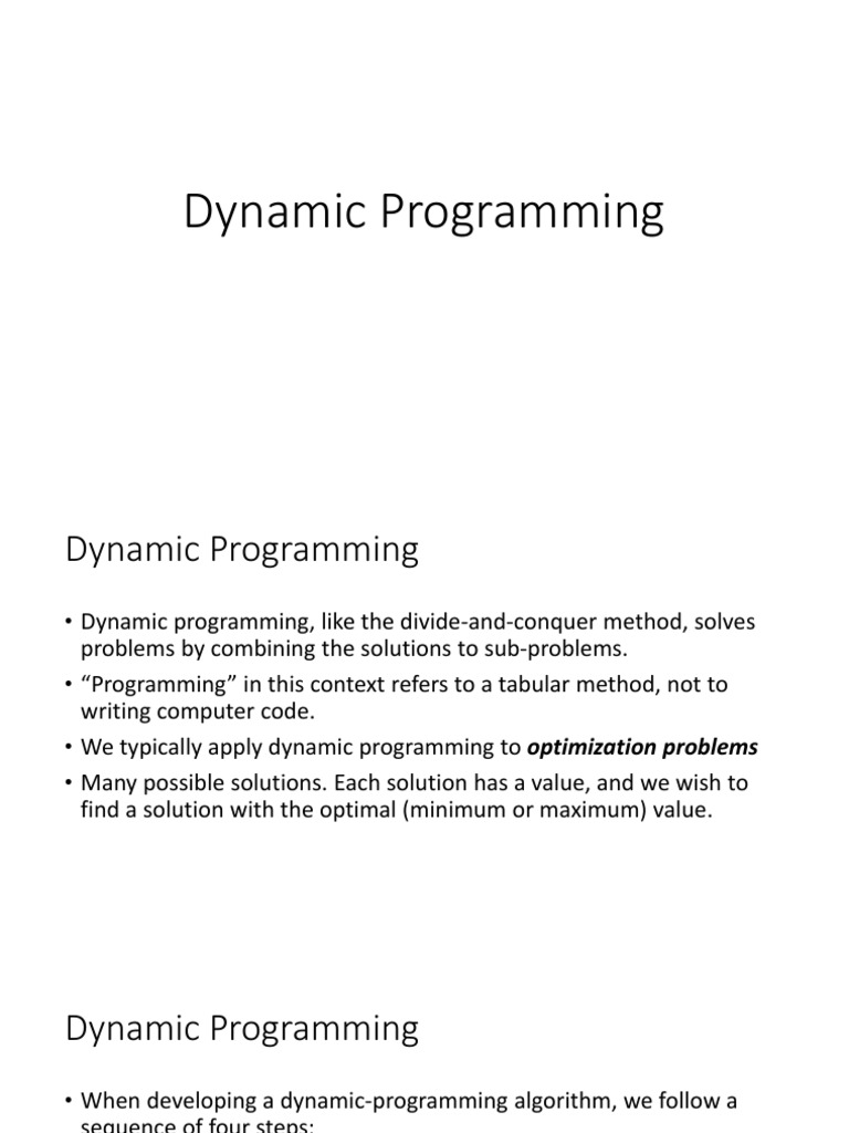 Dynamic Programming | PDF | Dynamic Programming | Mathematical Optimization