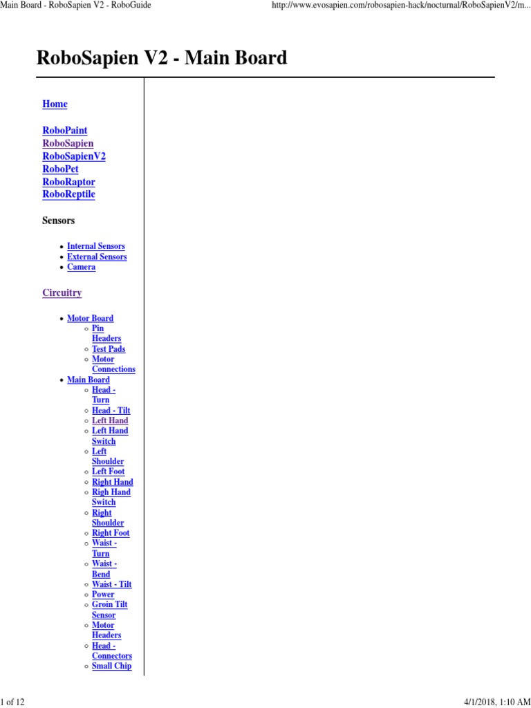 Main Board - RoboSapien V2 - RoboGuide | PDF | Electrical Connector ...
