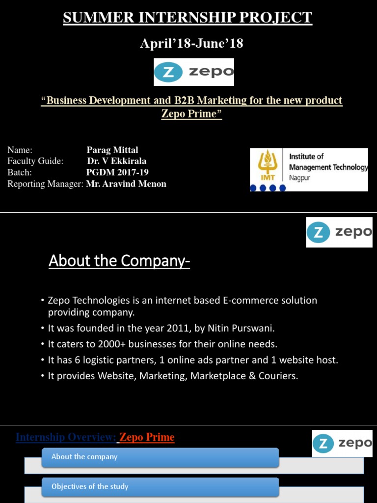 Summer Internship Project | PDF | E Commerce | Business Economics