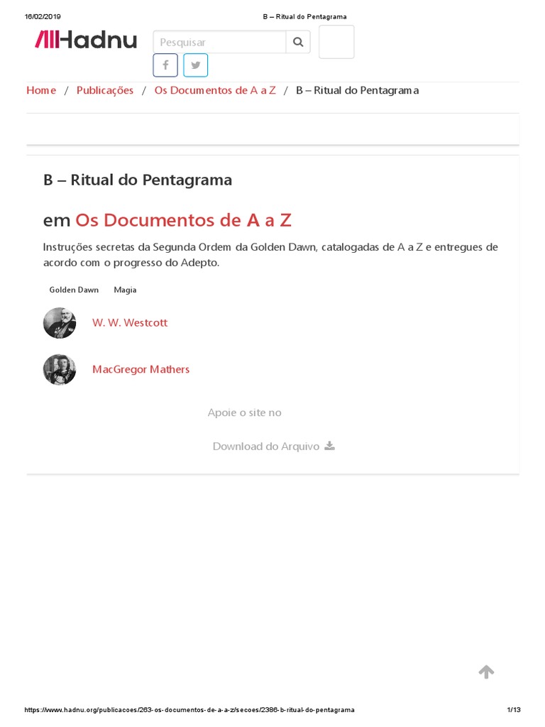 B - Ritual Do Pentagrama | PDF | Thelema | Ferimento